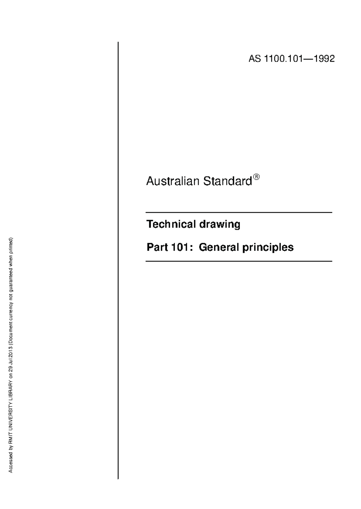 AS1100 - Technical Drawing Standard Part 101: General Principles - Studocu