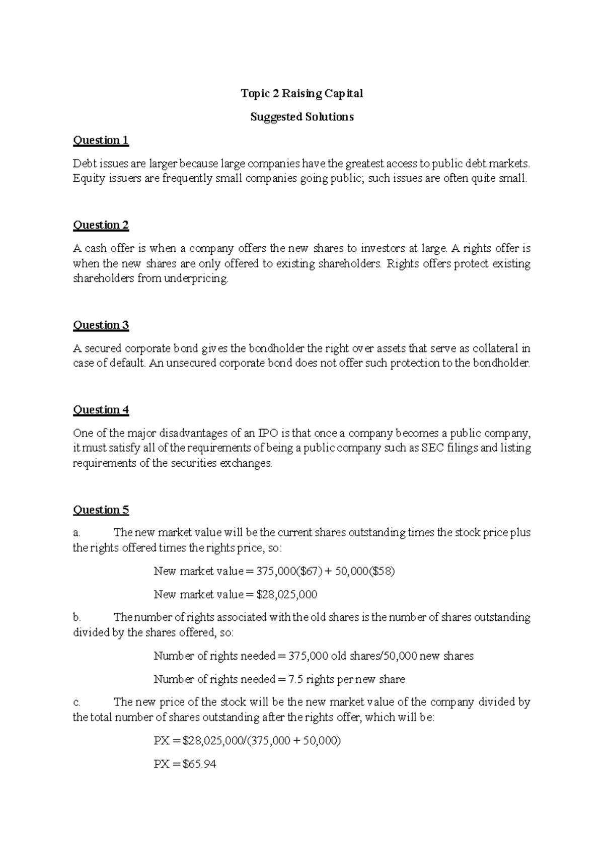 Topic 2 Raising Capital Suggested Solutions(2 0 2 2) - Topic 2 Raising Capital Suggested ...
