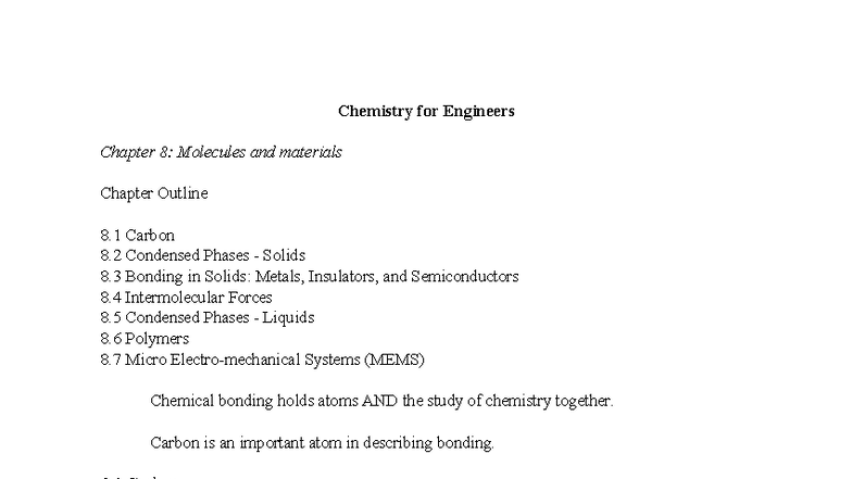 Chemistry for Engineers: Ch. 8 - Molecular Structures & Properties ...