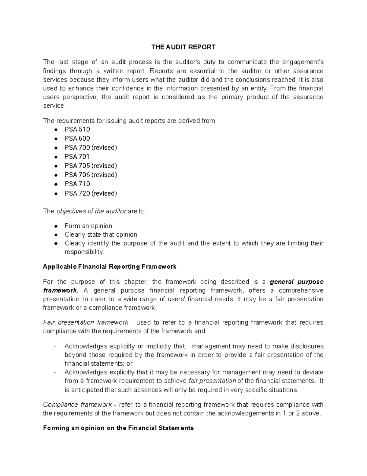 Audit Report Handout: Essential Guidelines and Key Components - Studocu