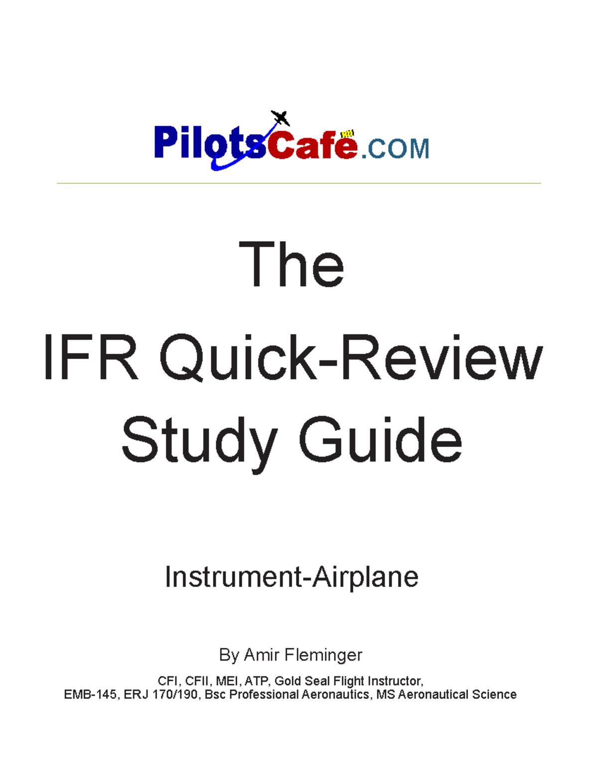 Airplane IFR Quick-Review Study Guide - CFI Insights & Procedures - Studocu