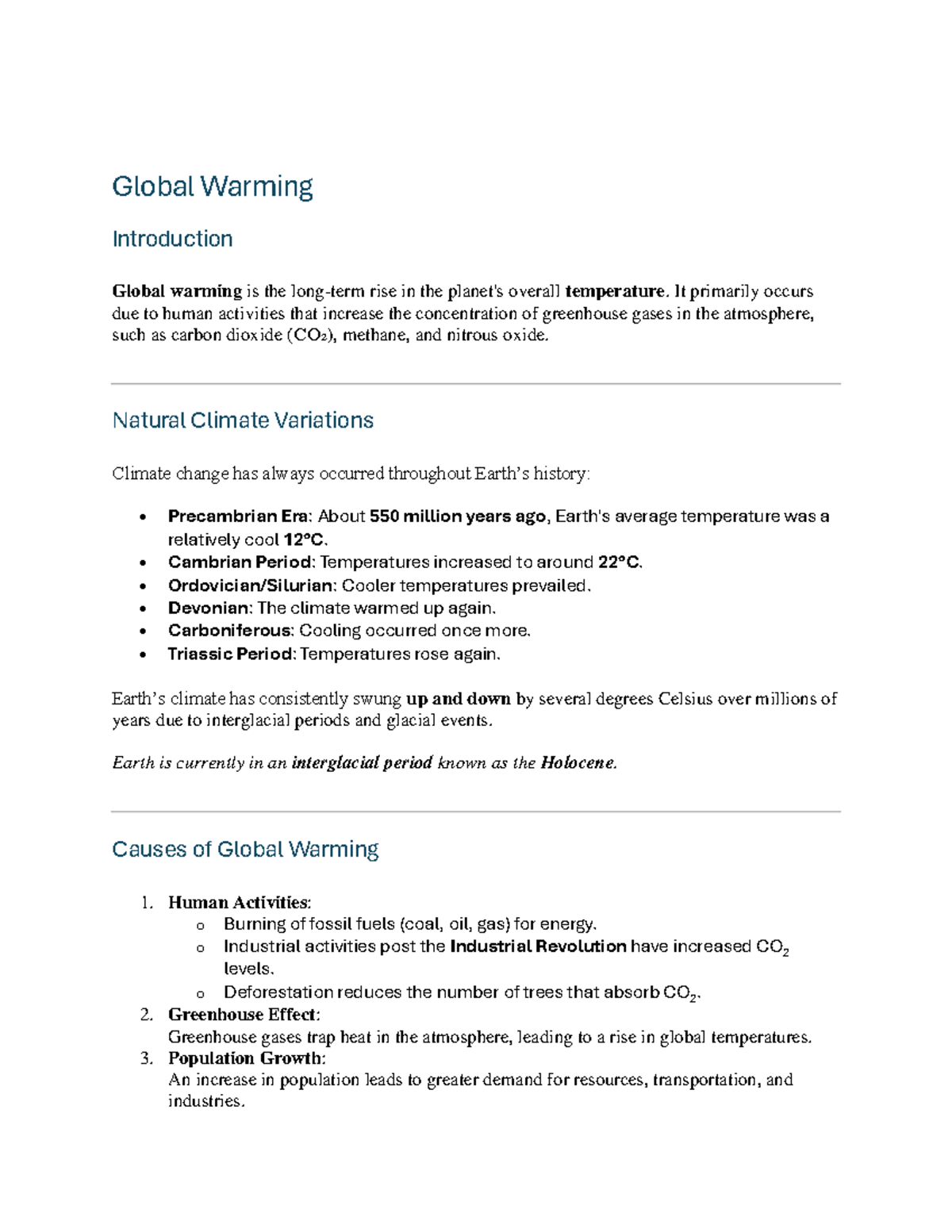 Global Warming: Causes, Consequences, and Solutions - Informative Study ...