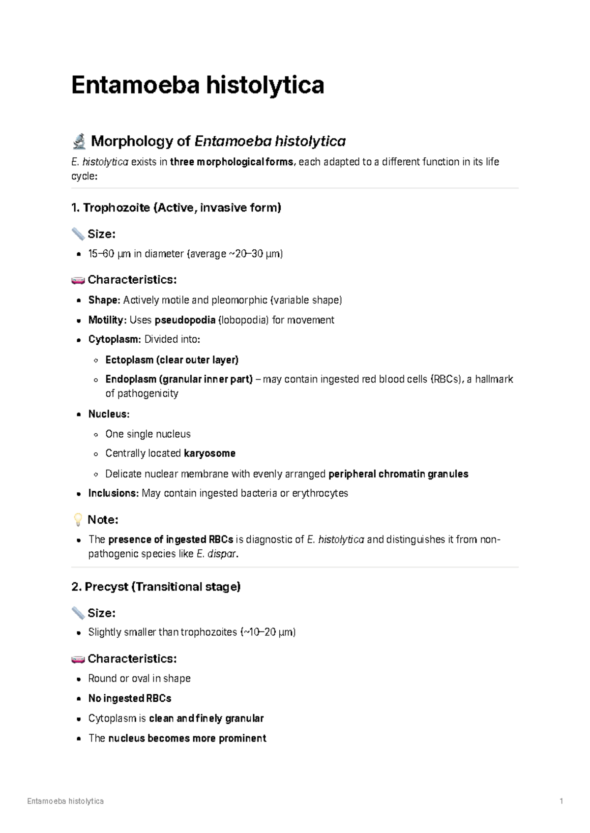 Entamoeba histolytica: Morphological Forms and Life Cycle Overview ...