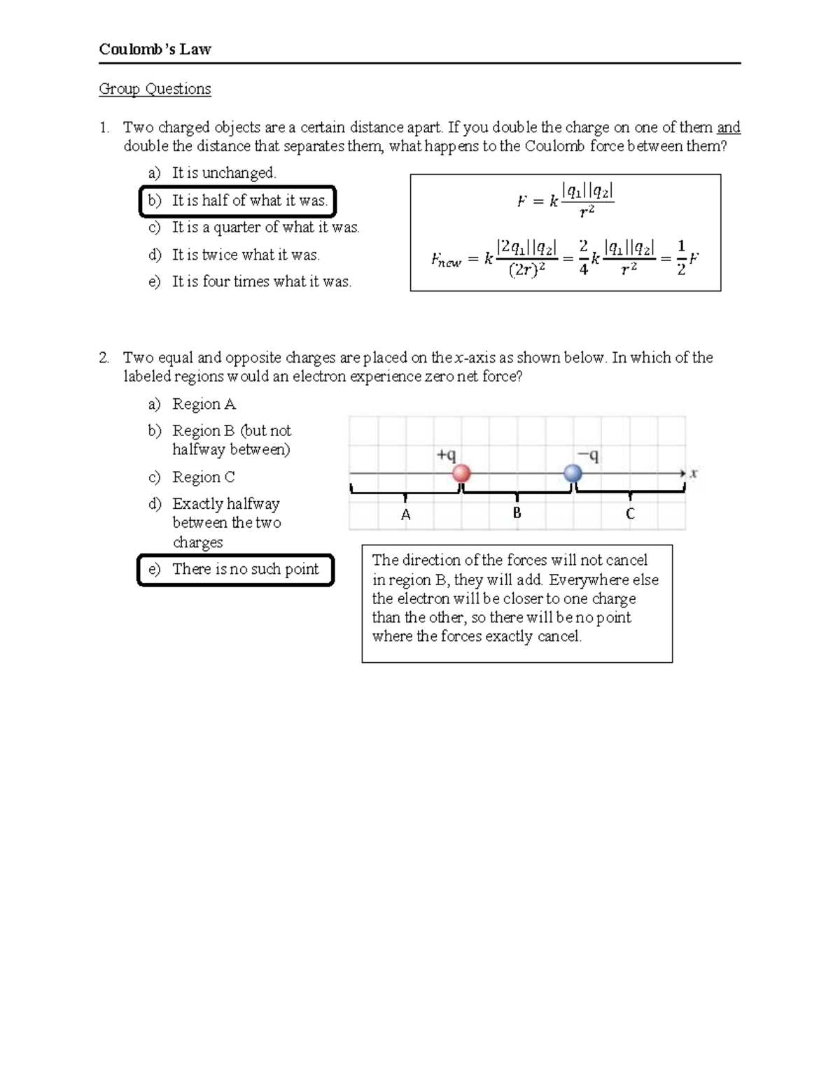 Coulomb's Law Exercises & Dipole Force Analysis (PHYS 101) - Studocu
