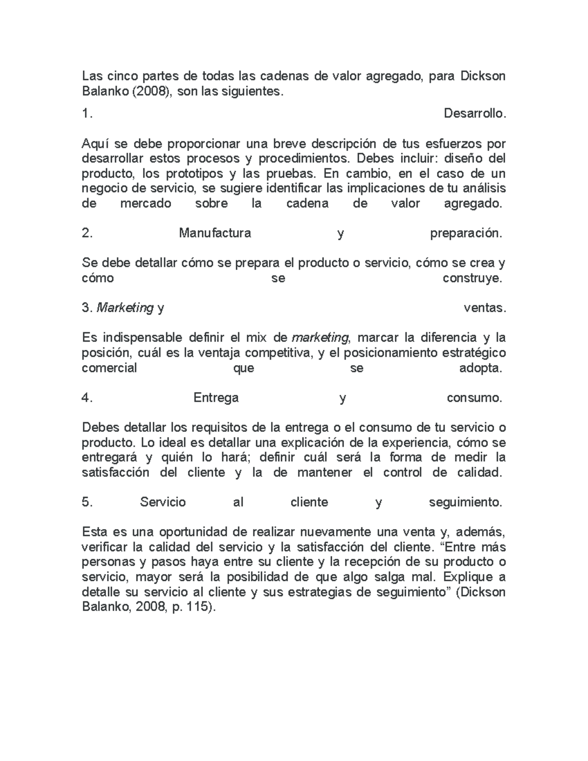 Las 5 Partes de las Cadenas de Valor Agregado - Dickson Balanko (2008 ...