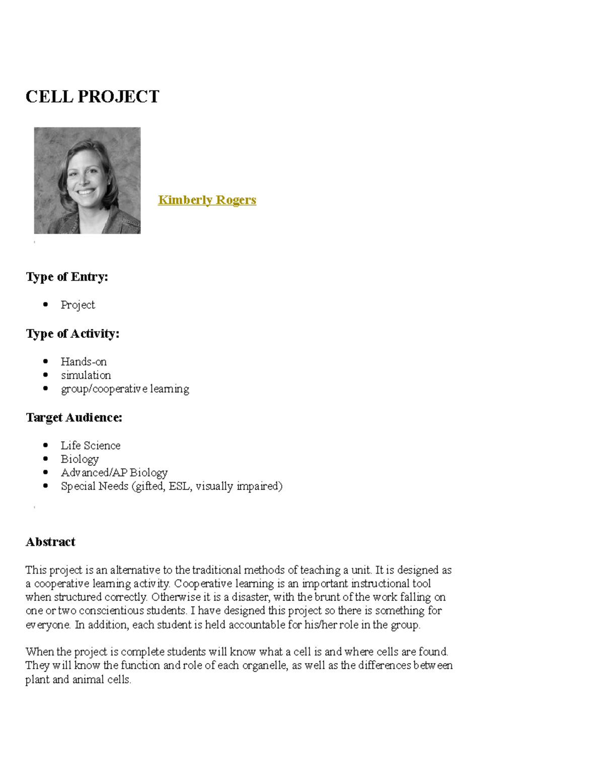 CELL Project activity - anatomie pathologique - CELL PROJECT Kimberly ...