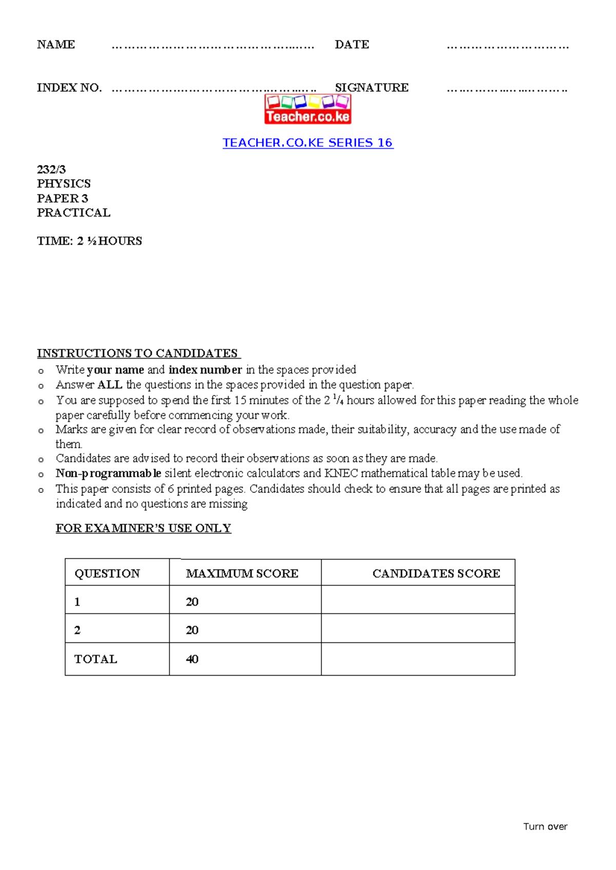 Physics Practical Exam Paper 3: 16 Essential Questions for Mastery ...