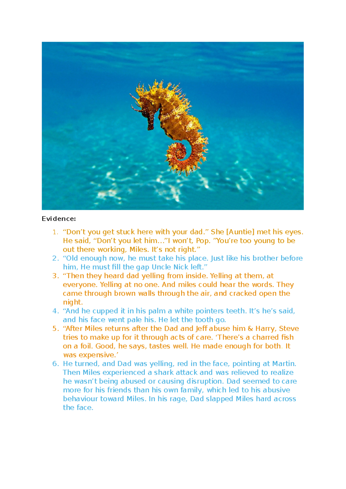 English Steven Curren - Past the Shallows: Key Evidence Notes - Studocu