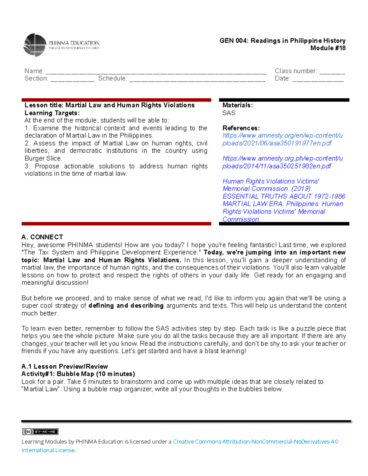 GEN 004: Lesson Notes on Martial Law & Human Rights Violations - Studocu