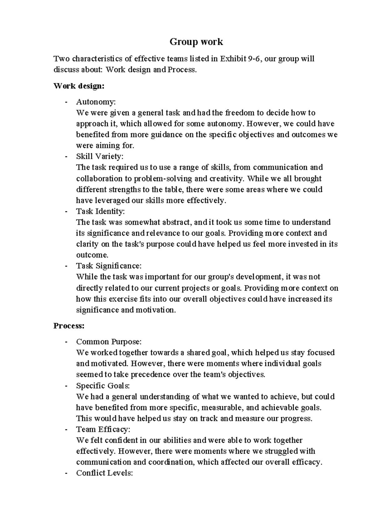 Group 5 - Self Study 2 - Group work Two characteristics of effective ...