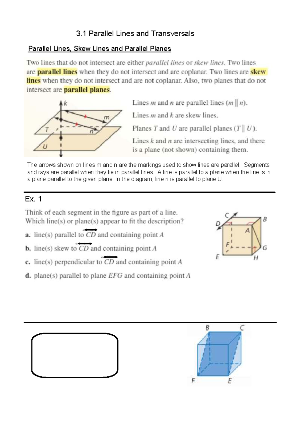 3.1 & 3.2 Parallel Lines and Transversals: Key Concepts and Theorems ...