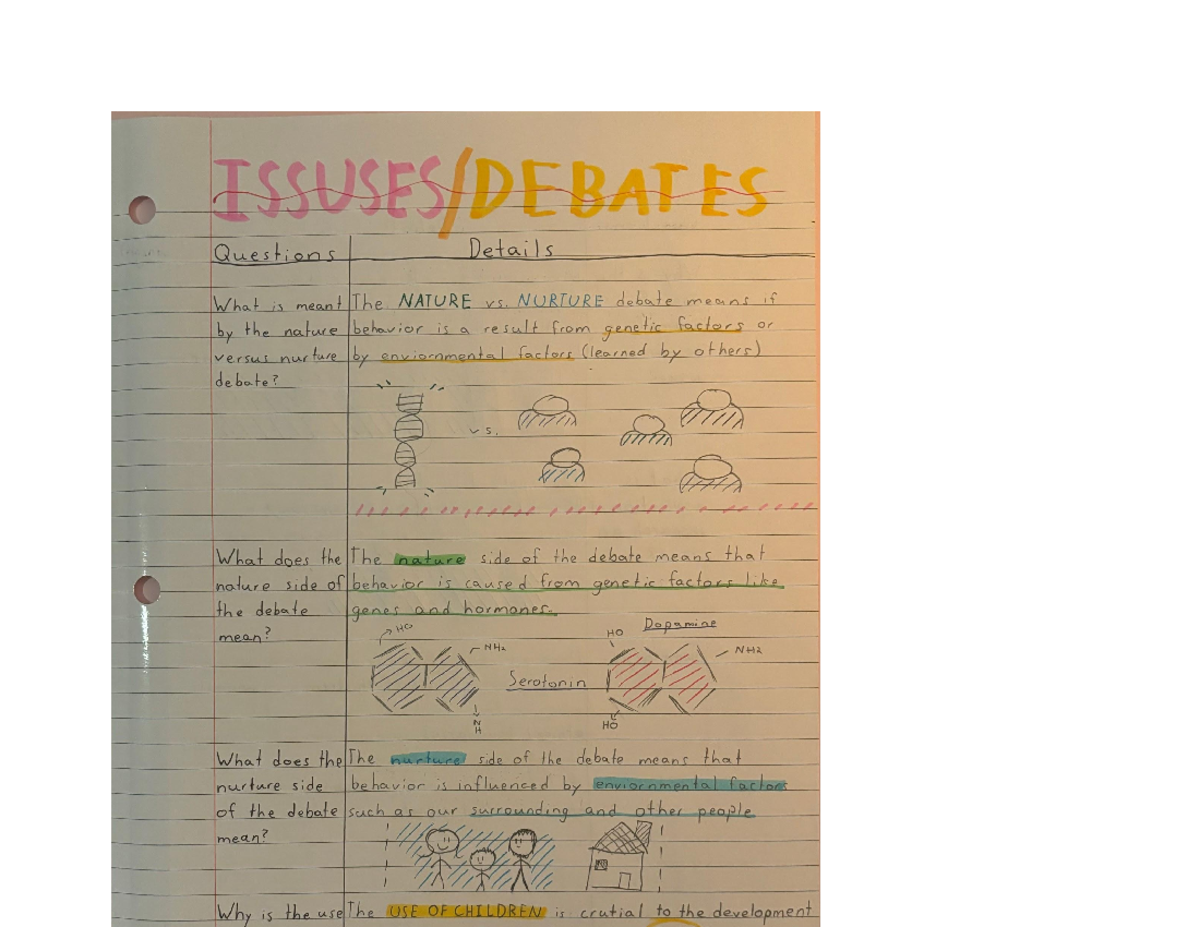 PSY 101 - Nature vs. Nurture Debate Notes for Psychology - Studocu
