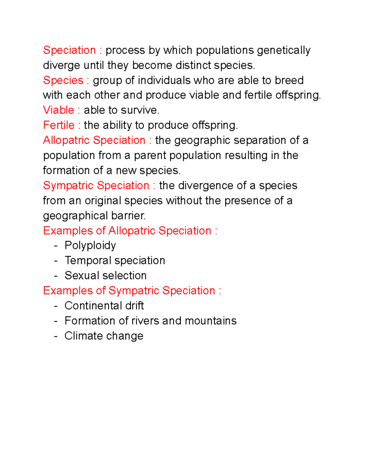 Speciation Processes: Allopatric & Sympatric Divergence (Bio 2) - Studocu