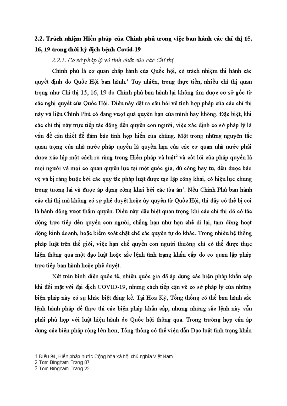 2.2. Trách nhiệm Hiến pháp của Chính phủ về Chỉ thị 15, 16, 19 trong ...