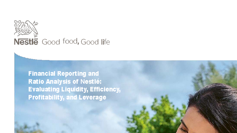 Financial Reporting & Ratio Analysis of Nestlé (Btlptbc - CSAAV) - Studocu