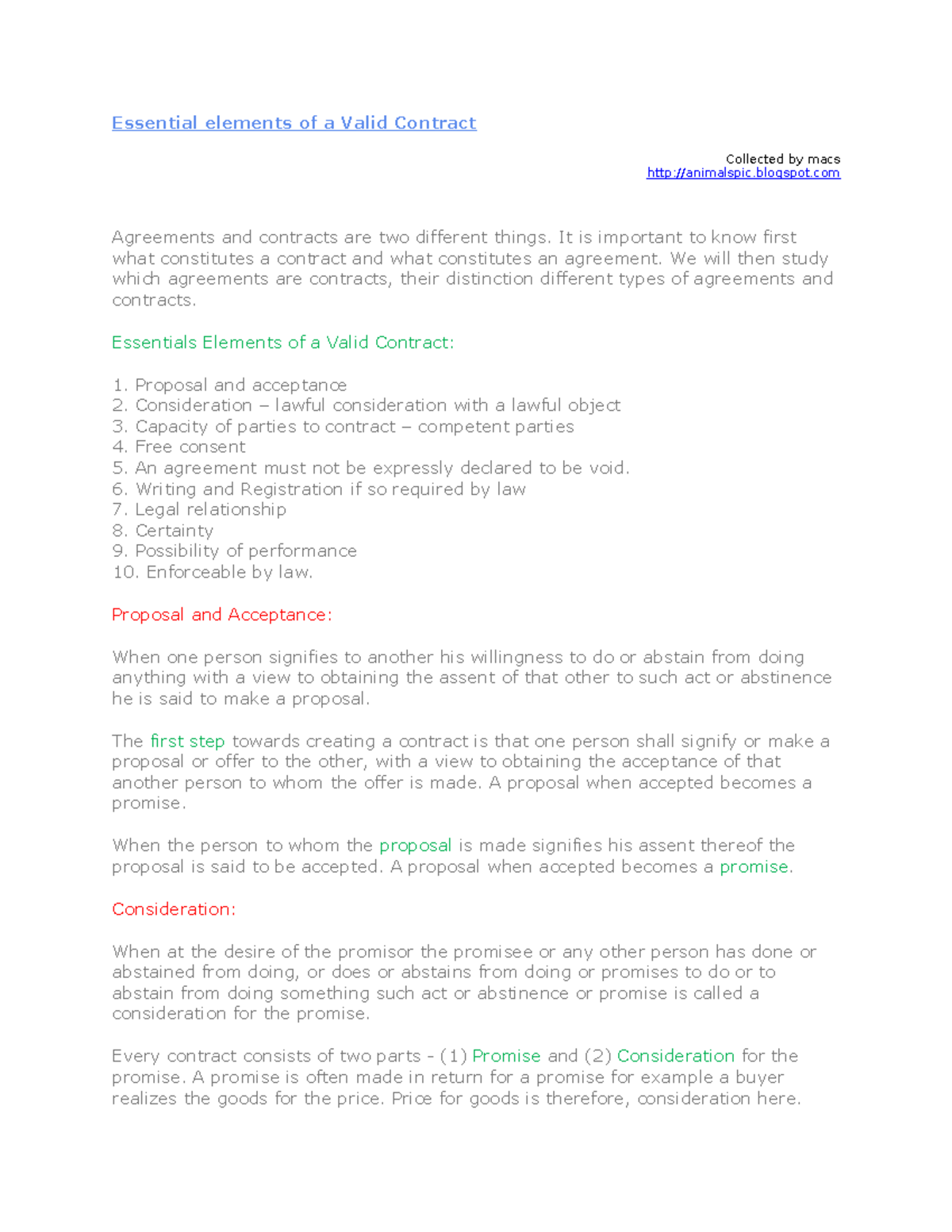 Essential Elements of a Valid Contract: Key Concepts Explained - Studocu