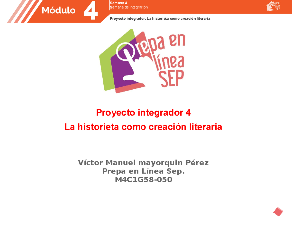 Modulo 4 Semana 4: Proyecto Integrador sobre La Historieta Literaria - Studocu