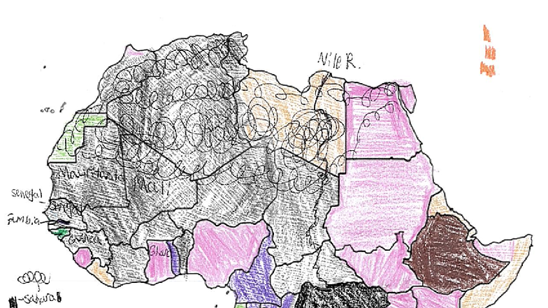 Africa Map Color - Nile R. To Mauntant senegal Mali Fumbia Glard offe ...