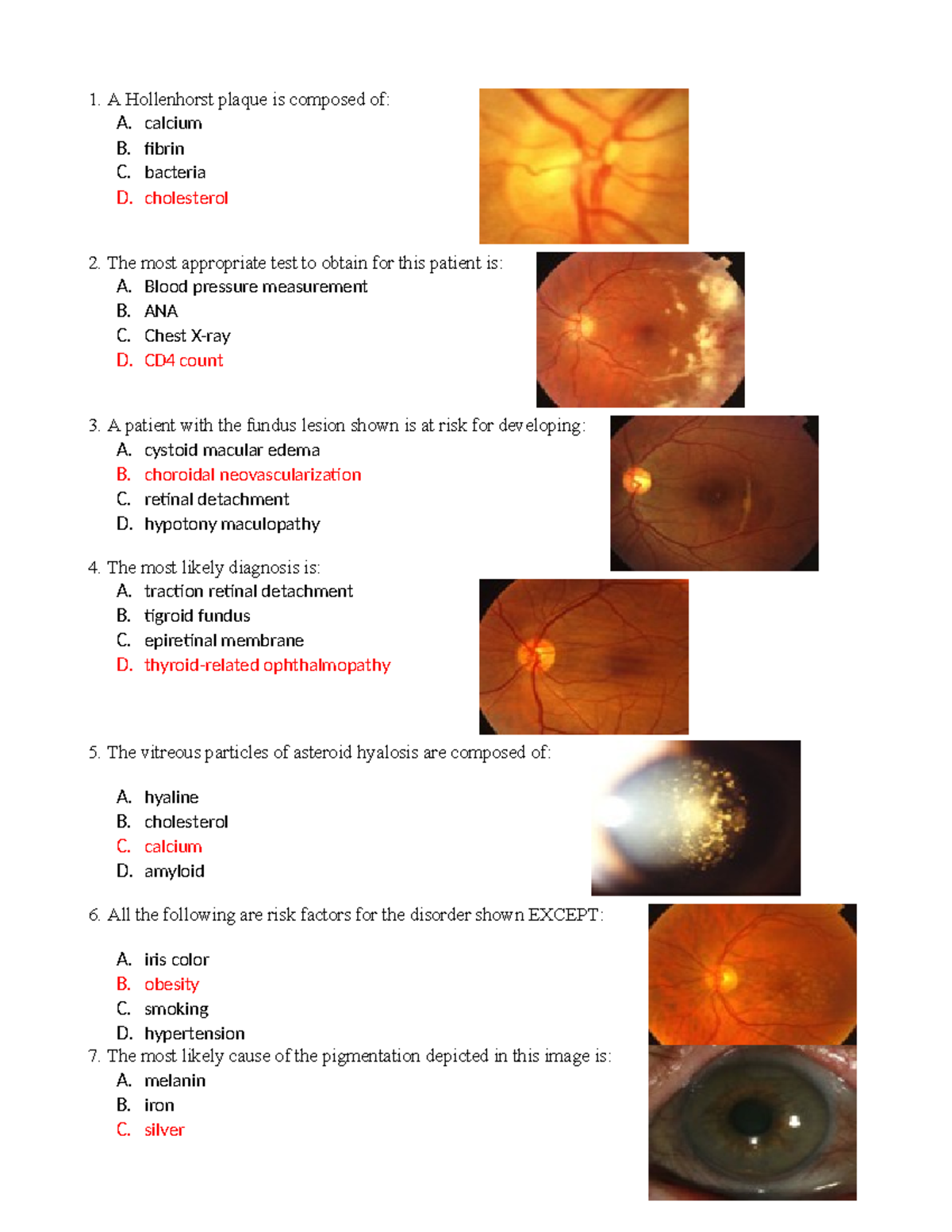 Ophthalmology Quick Quiz Set: 82 Essential Questions for Review - Studocu