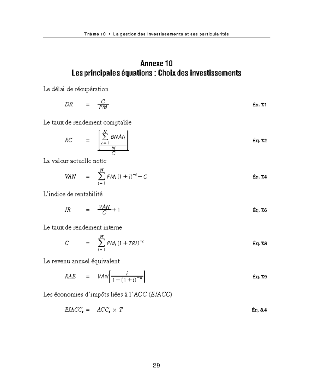 Formules-partie 2 - Formule de calculs de la partie 2 - 2 9 Thème 10 ...