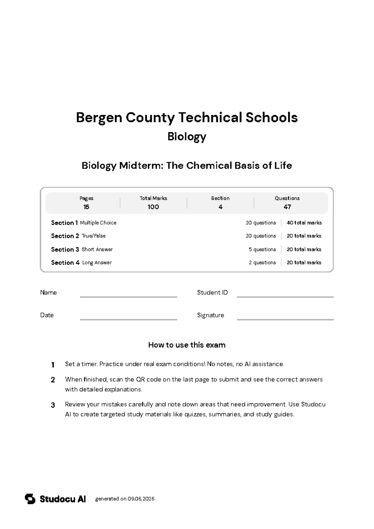 Biology Midterm: The Chemical Basis of Life - Studocu
