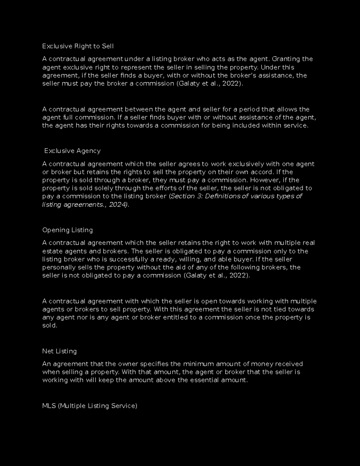 OL 301 Module Two Assignment: Understanding Listing Agreements - Studocu