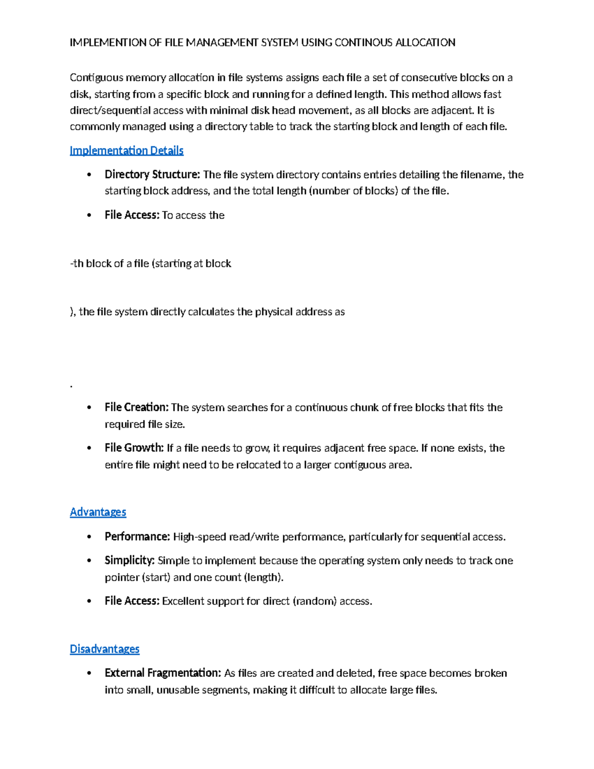 File Management System Implementation: Contiguous Allocation Techniques ...