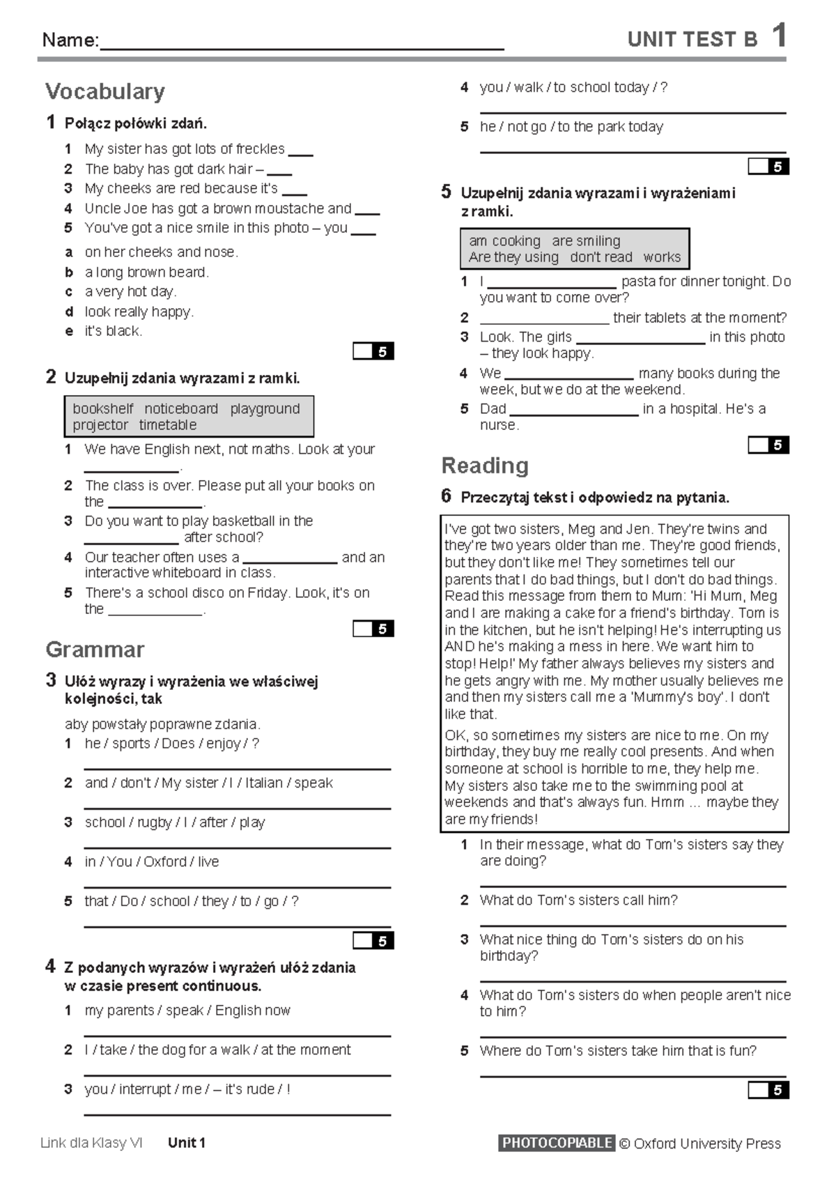 L6 U1 Vocabulary Unit Test B - Practice and Exercises - Studocu