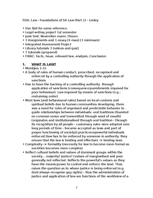 Lecture 7 Classification of the Law within South Africa's Legal System ...