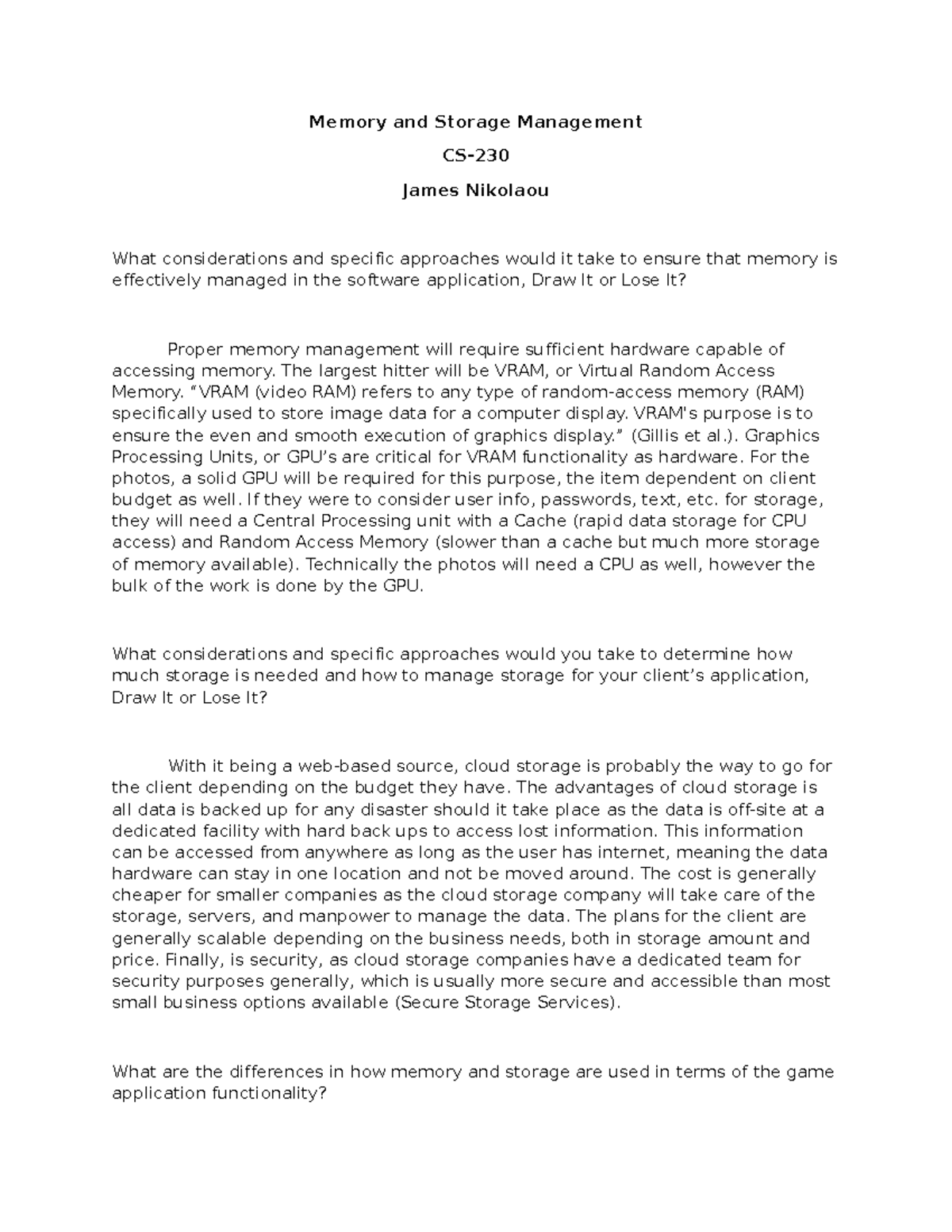 CS 230 Module 6 Study on Memory Management in Software Applications ...