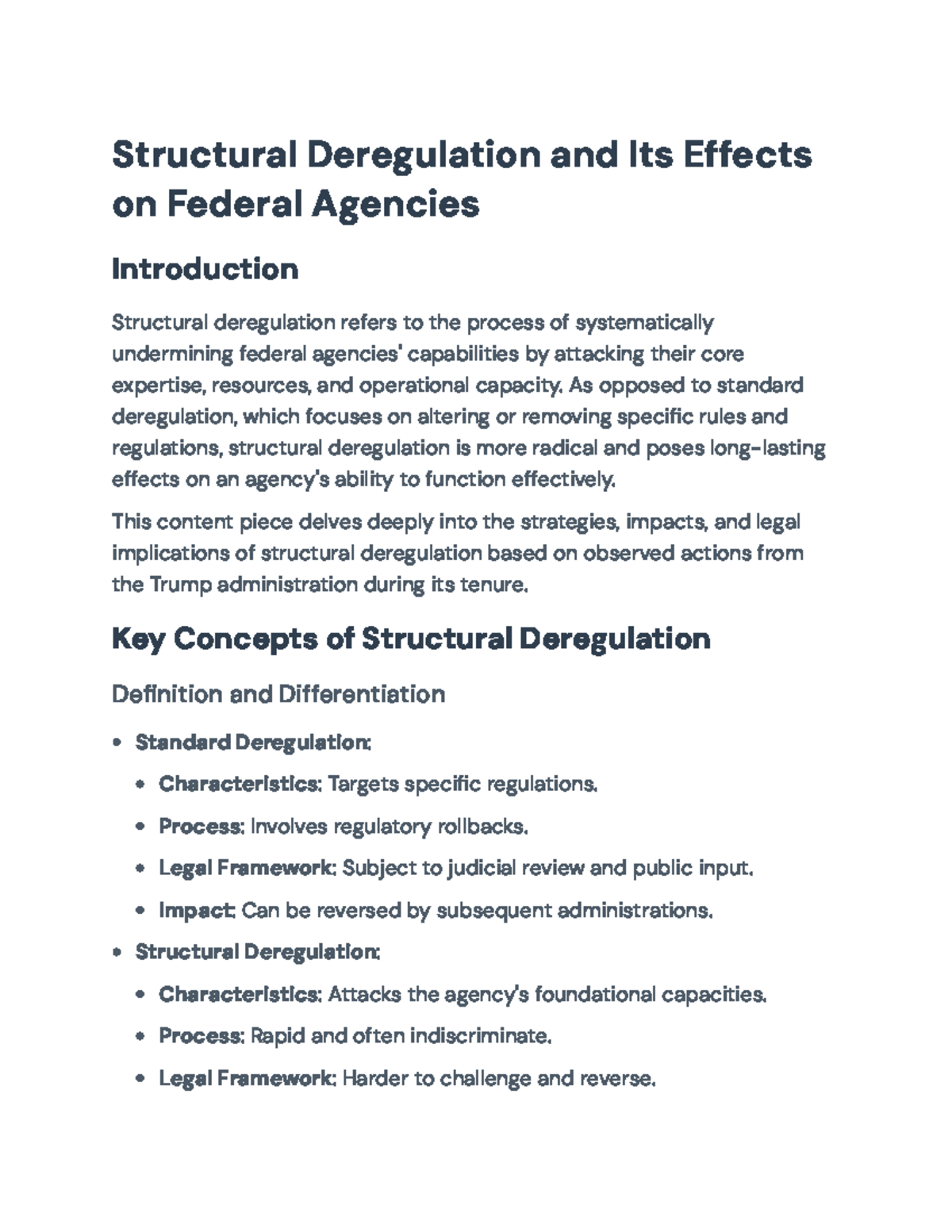 Structural Deregulation: Effects on Federal Agencies under Trump ...