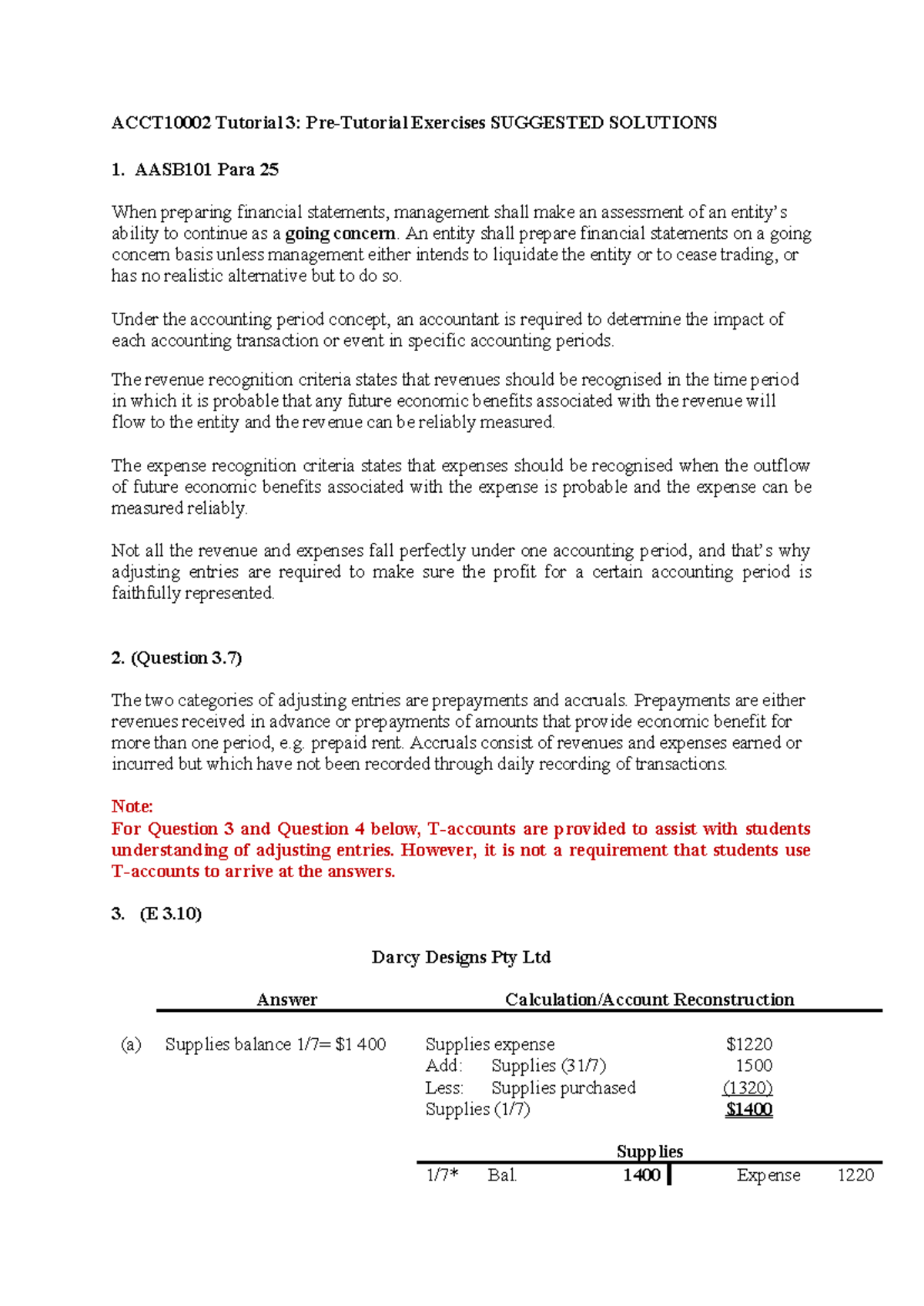 ACCT10002 Tutorial 3 Pre-Tutorial Solutions - ACCT10002 Tutorial 3: Pre ...