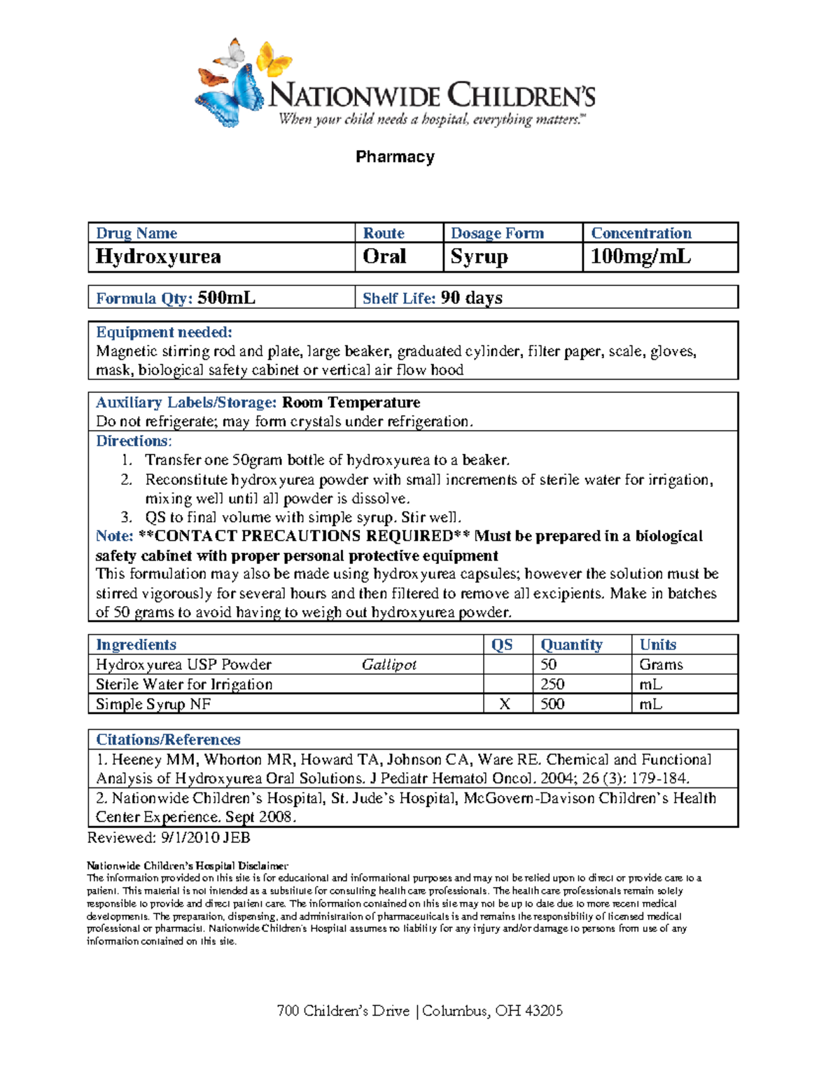 Pharmacy 101: Compounding Hydroxyurea Oral Syrup Guide - Studocu