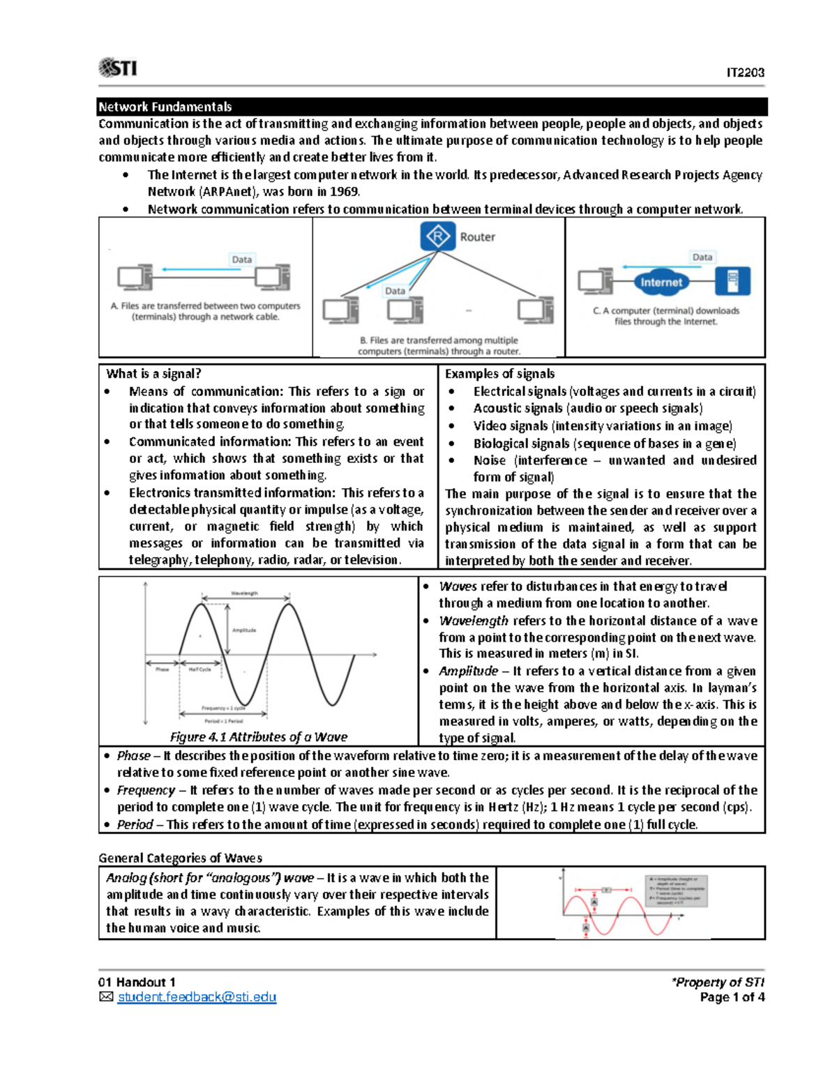 CPE 01 - Networking Fundamentals Handout 1 Overview and Key Concepts ...