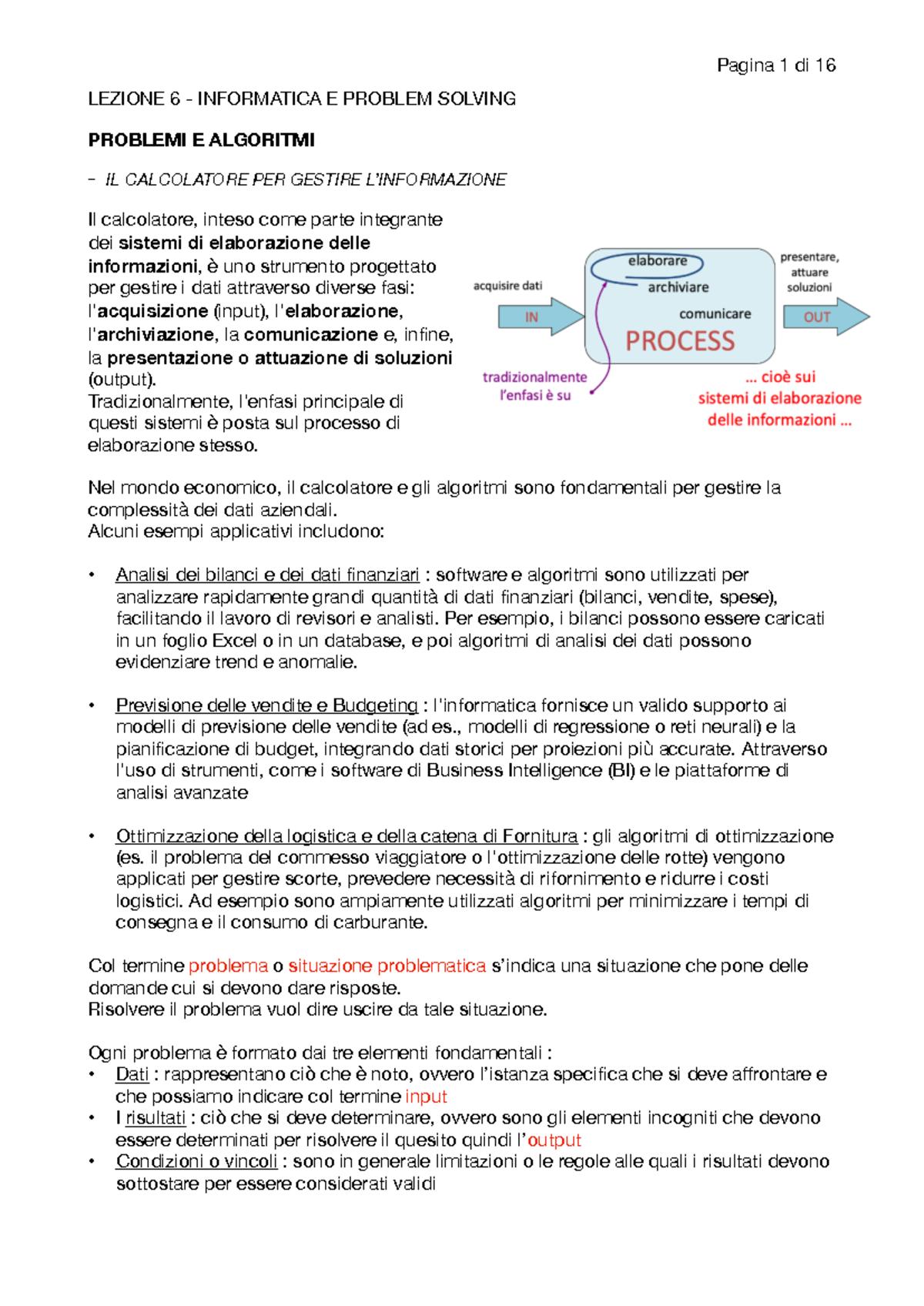 Lezione 6 - Informatica e Problem Solving: Algoritmi e Strategie di ...