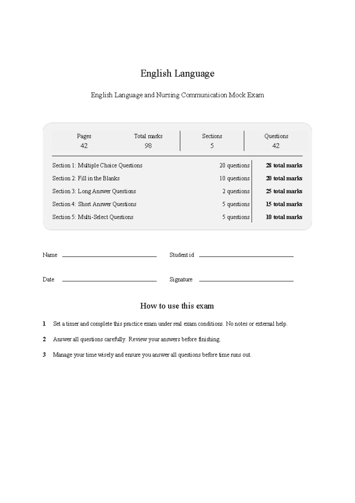 English Language mock exam - recent study notes 2026 feb - English ...