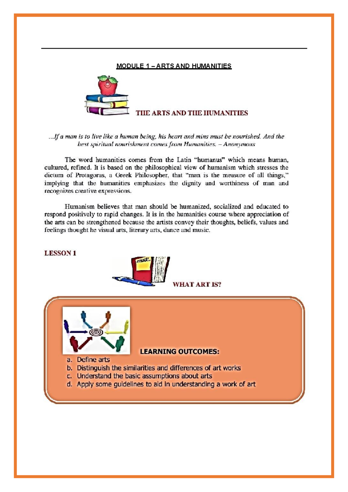 ARTS & HUMANITIES - MODULE 1 ASSESSMENT & ACTIVITY DETAILS - Studocu