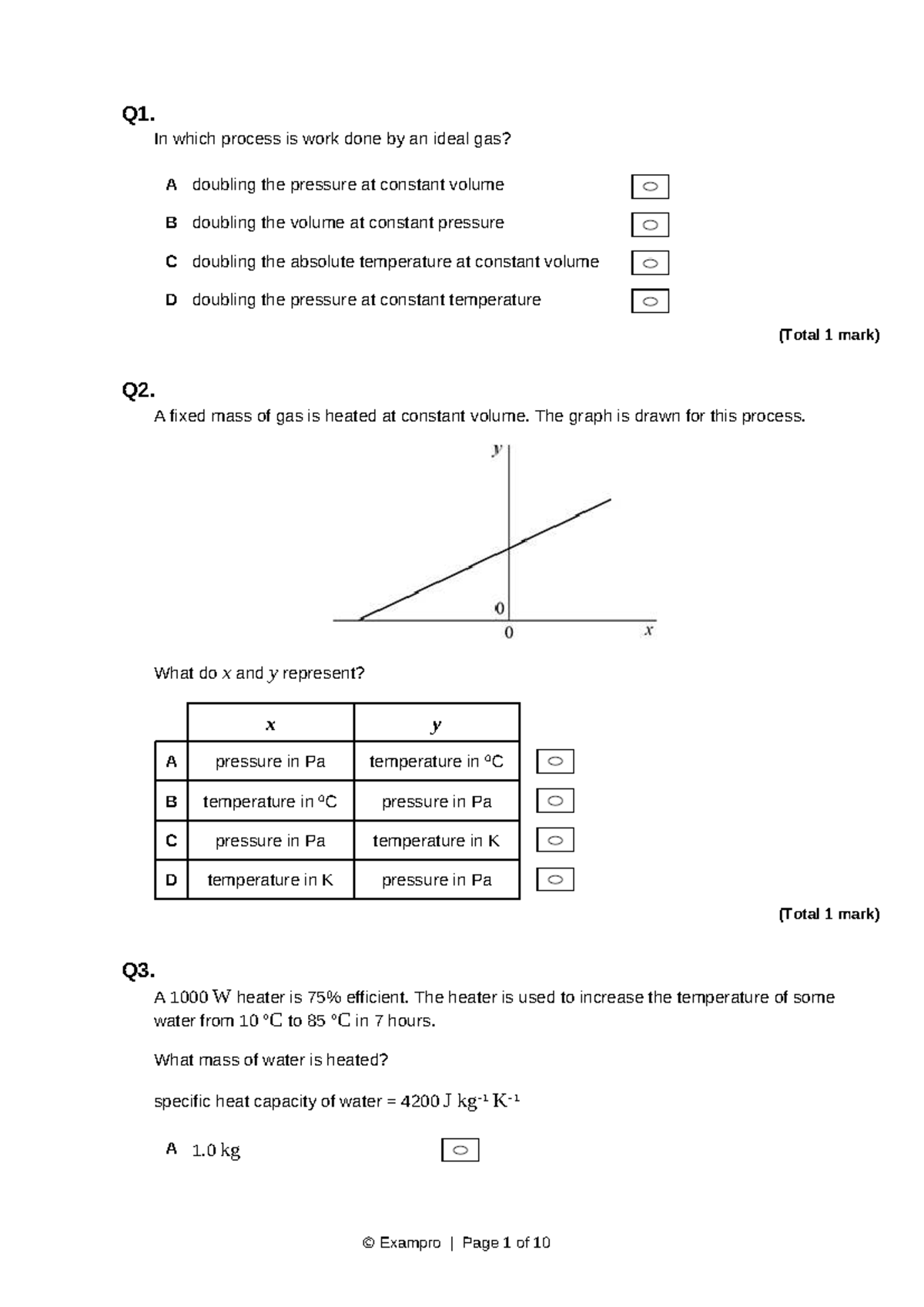 Specific Heat and Latent Heat Exam Questions (PHYS 101) - Studocu