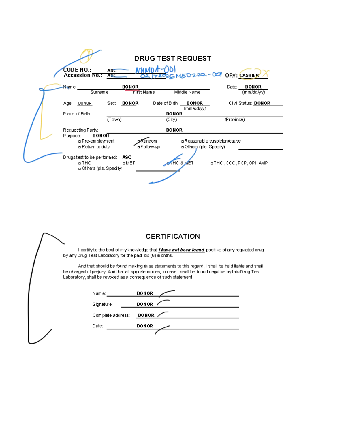Custody and Control Forms for Drug Testing (Form DT 001) - Studocu
