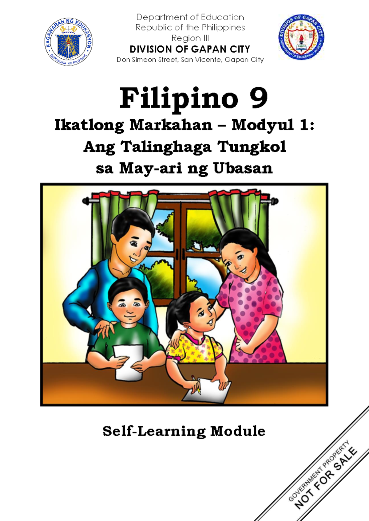 Filipino 9 SLMs 3rd Quarter Module 1: Ang Talinghaga ng Ubasan - Studocu
