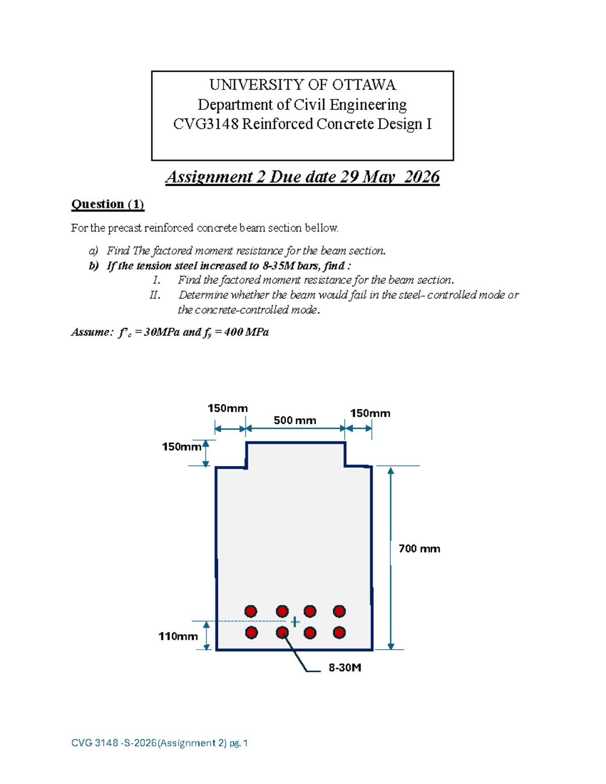 CVG3148 Reinforced Concrete Design I - Assignment 2 Analysis - Studocu