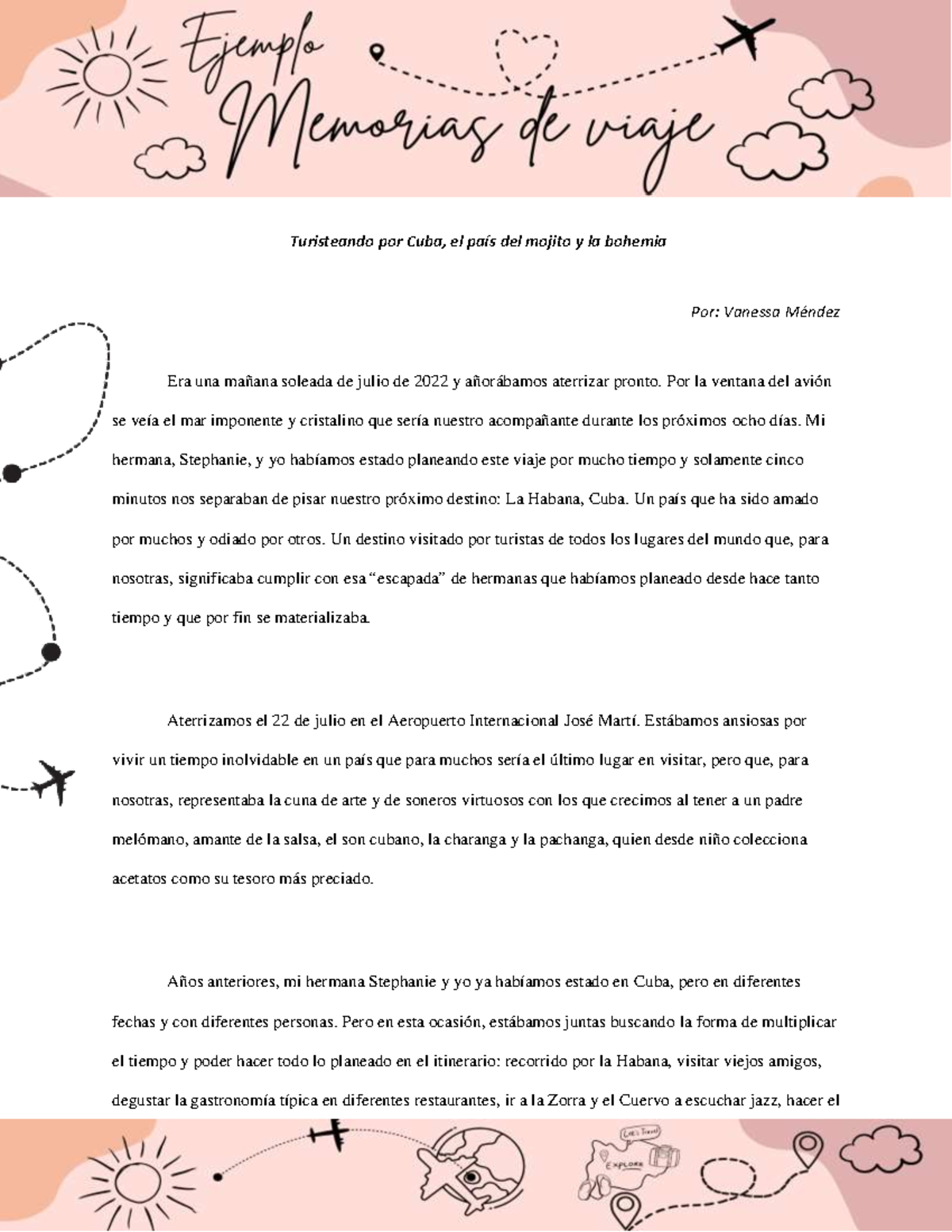 Anexo 2 - Ejemplo de memorias de viaje - Turisteando por Cuba, el país ...