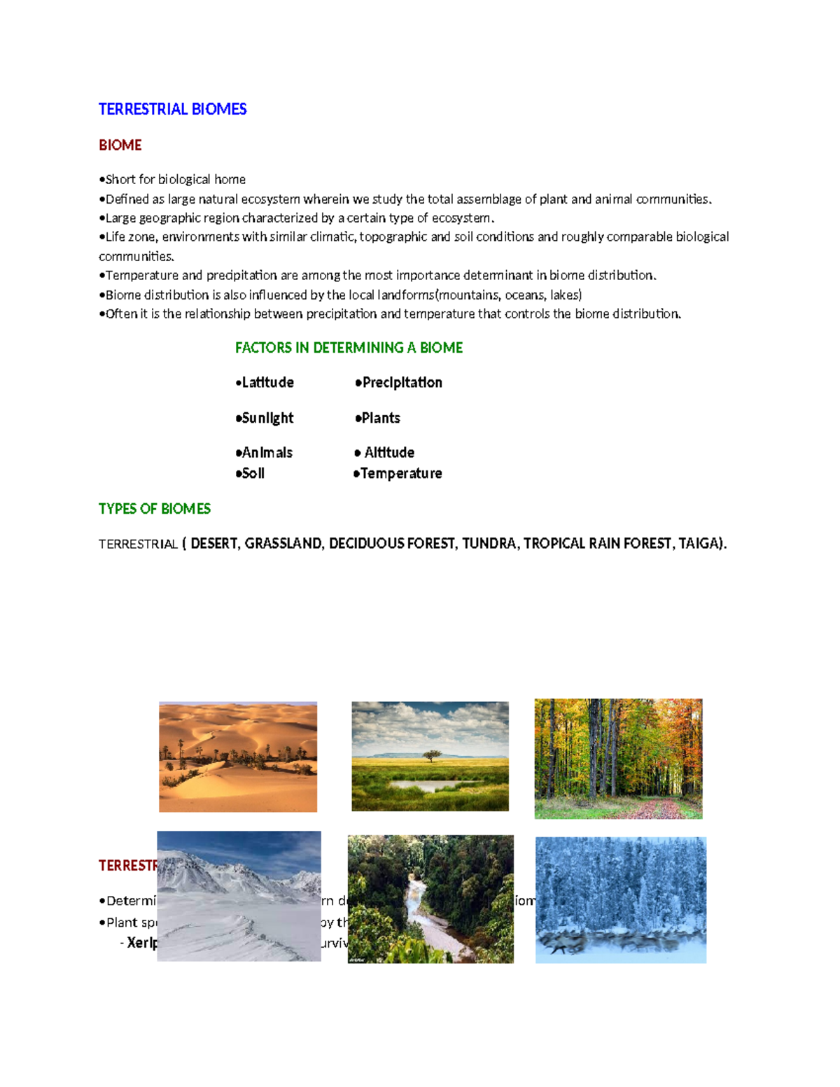 Terrestrial Biomes Overview - PLS 101 Lecture Notes - Studocu