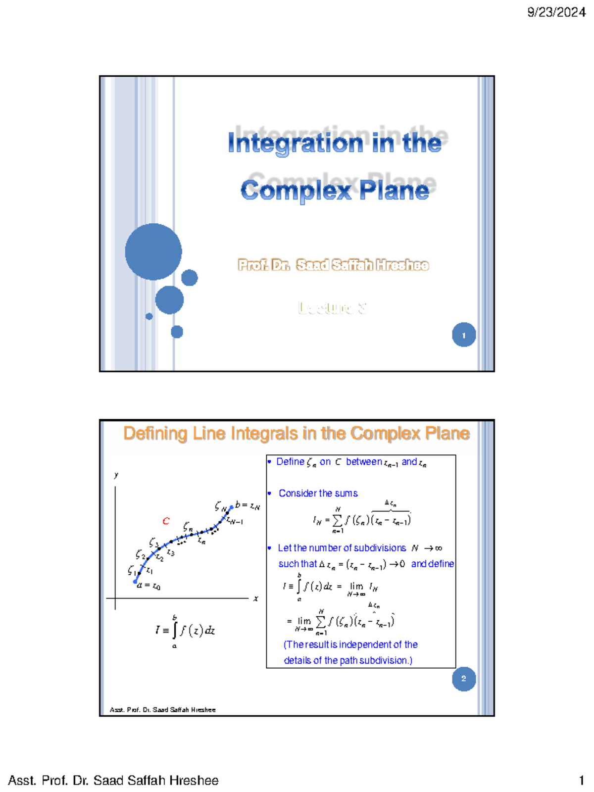 Lec-3: Understanding Complex Line Integrals and Their Properties - Studocu