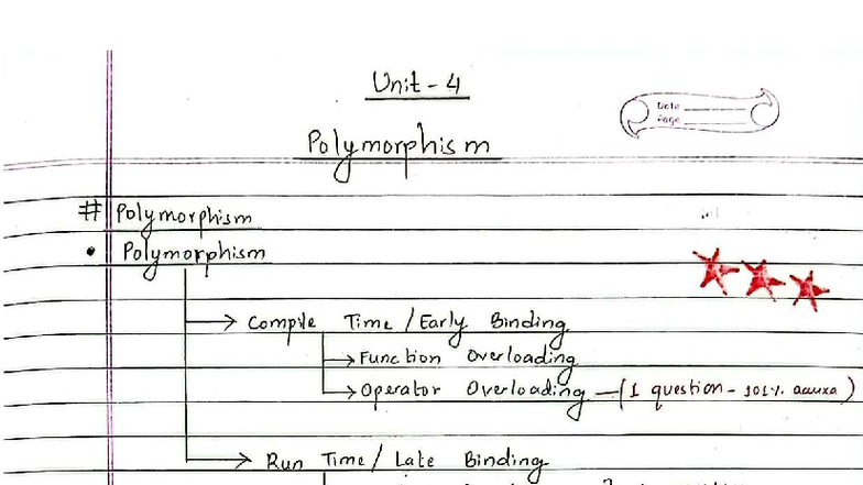 Unit 4: Polymorphism - Compile Time & Run Time Concepts - Studocu