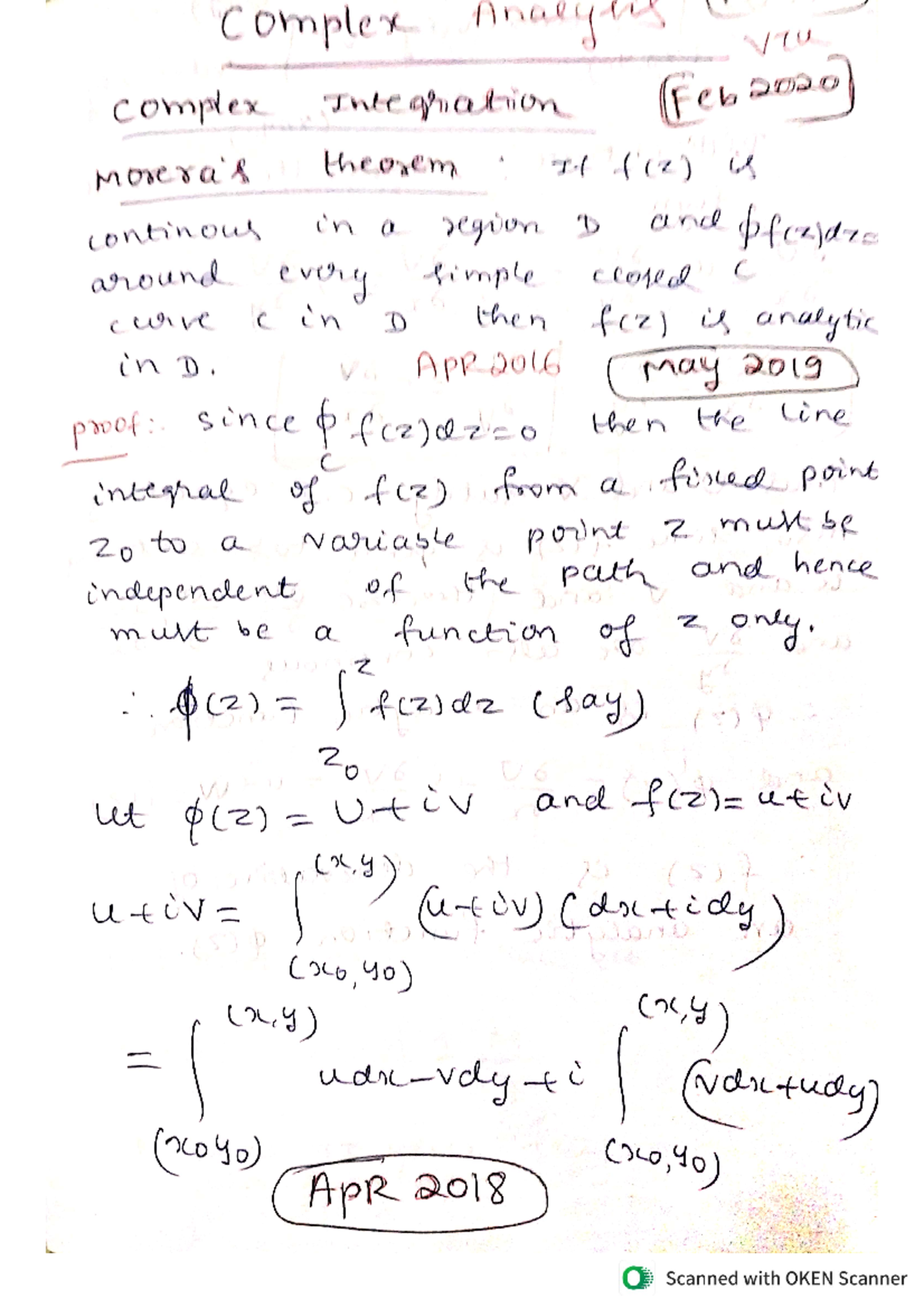 Complex Analysis Notes for PHD Coursework: Integration & Series (APR ...