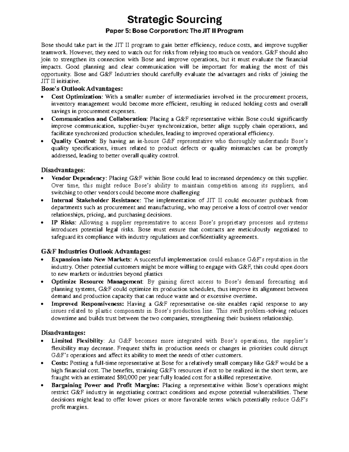 Paper 5: Bose Corp JIT II Program Analysis and Strategic ...