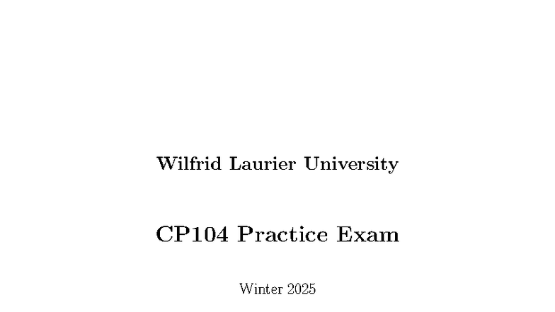 CP104 Mock Exam Practice - Winter 2025 - Studocu