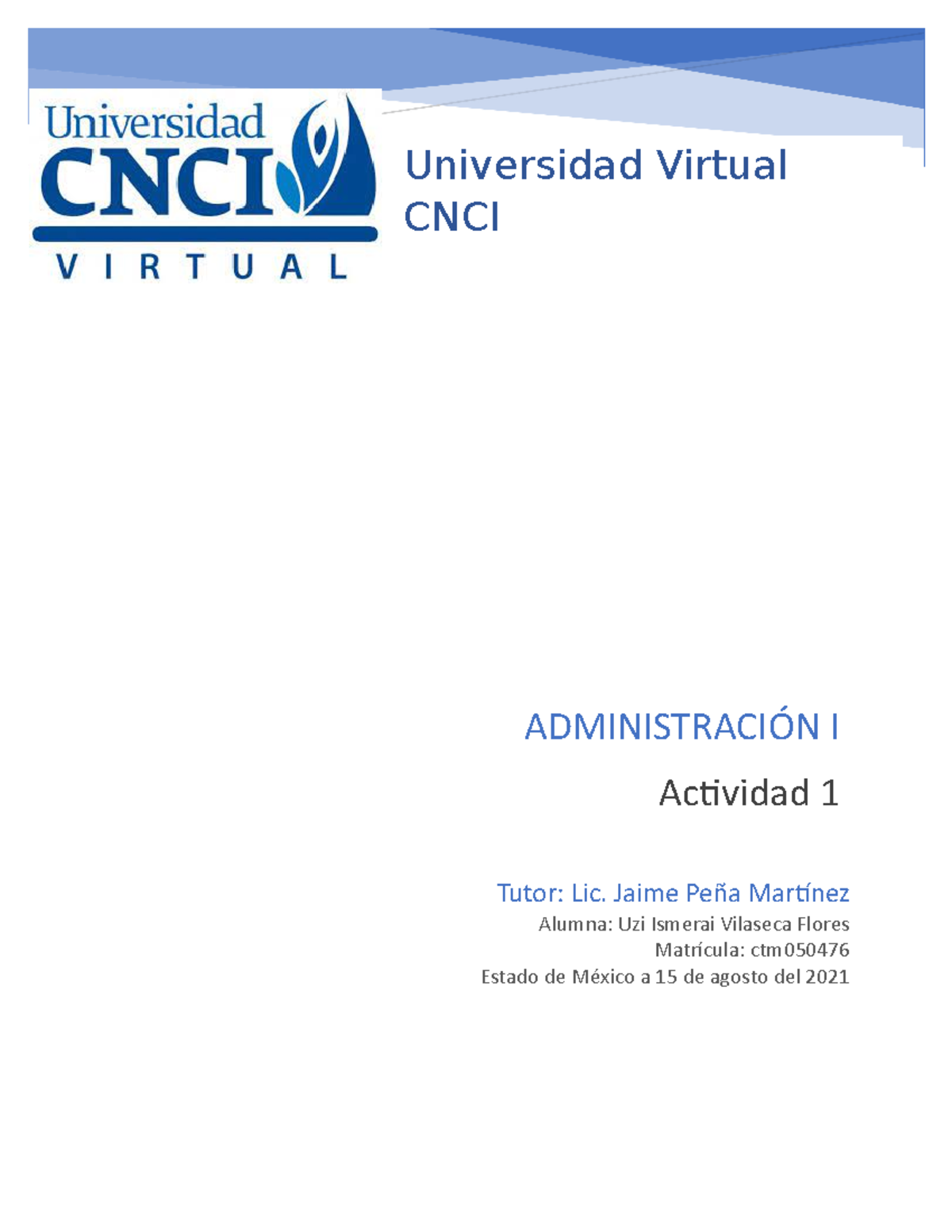 Actividad 1 Fundamentos De Administración I Cnci Studocu