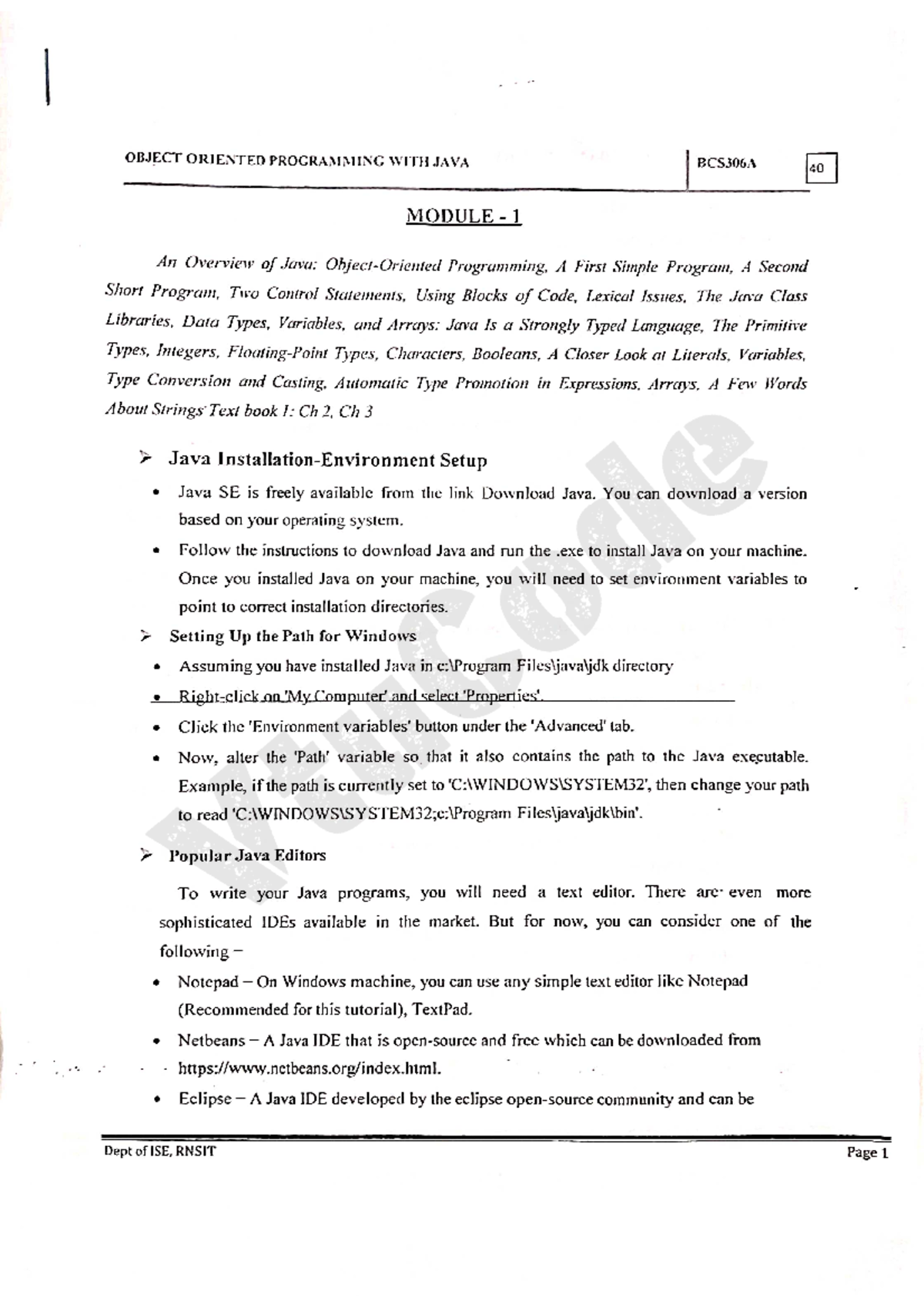 Oops java 1-5mod notes - REFER MORE - Object Oriented Programming with ... Oops java 1-5mod notes - REFER MORE - Object Oriented Programming with ...